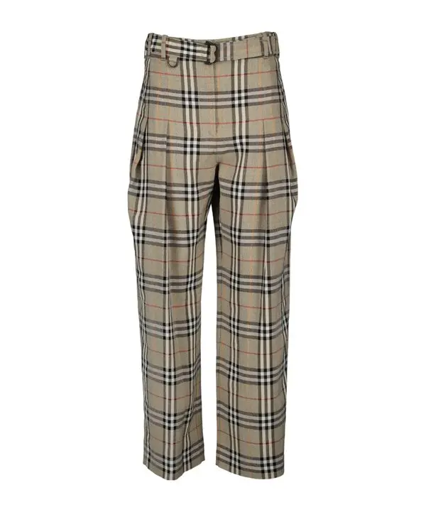 Burberry Checked Tailored Pants - Gray