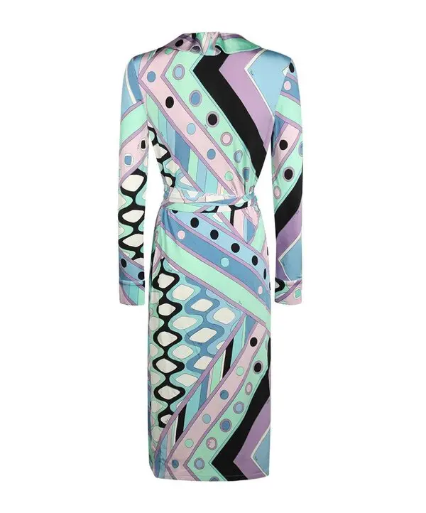 Emilio Pucci Geometric Print Wrap Midi Dress - Multicolor