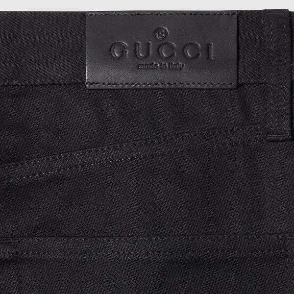 Gucci Cotton Denim Pants With Horsebit Detail