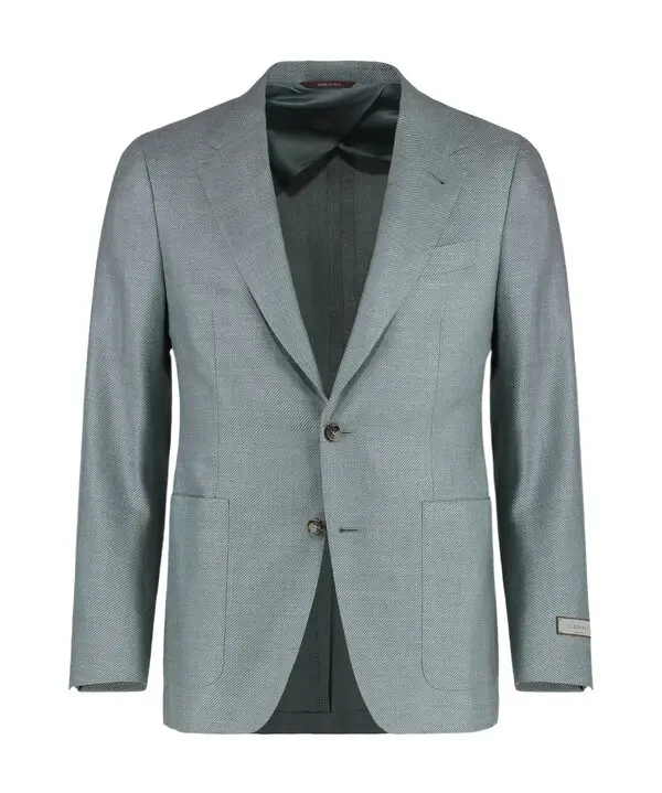 Canali V-neck Single Breasted Blazer - Gray