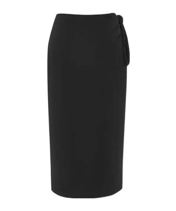 Saint Laurent Tied Pencil Skirt In Shiny Jersey