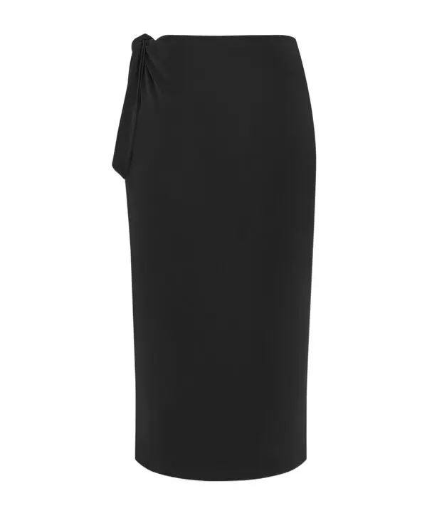 Saint Laurent Tied Pencil Skirt In Shiny Jersey