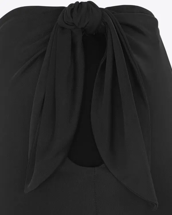 Saint Laurent Tied Pencil Skirt In Shiny Jersey