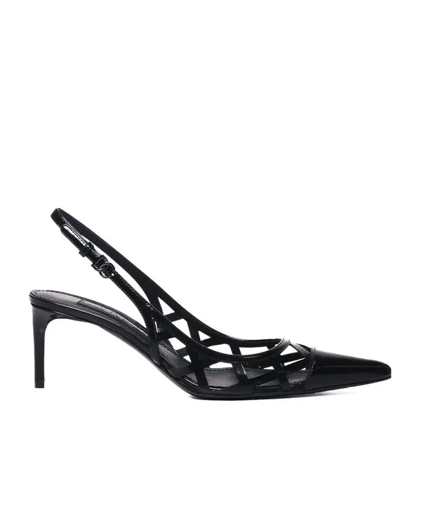 Dolce & Gabbana Pointed Toe Slingback Pumps With Ankle Buckle
