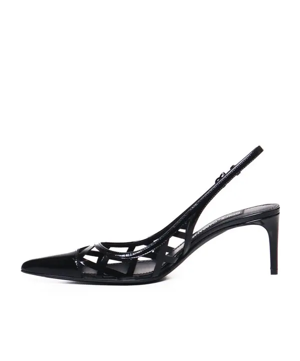 Dolce & Gabbana Pointed Toe Slingback Pumps With Ankle Buckle