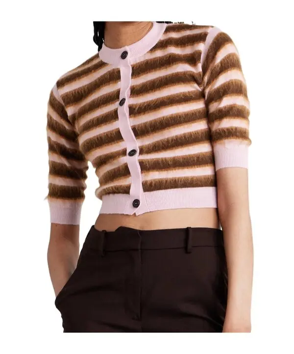 Marni Striped Cropped Cardigan