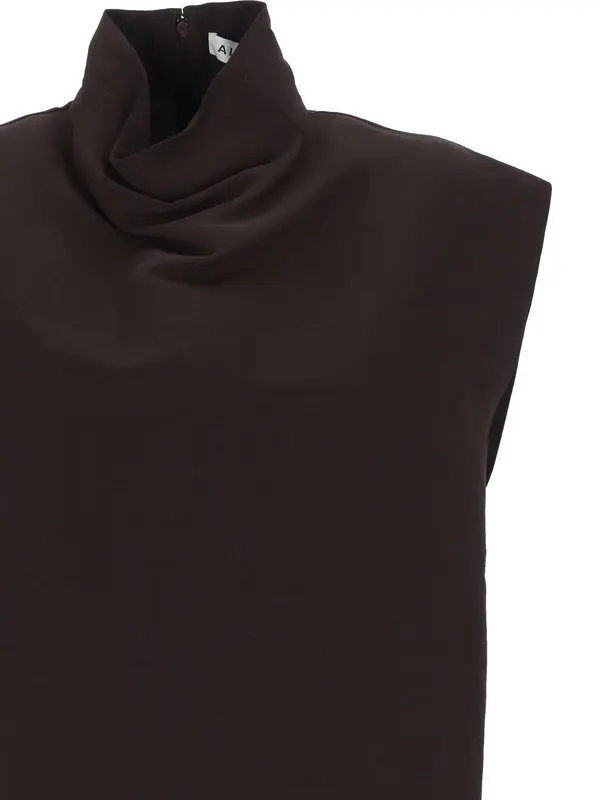 Alaïa Poplin High Neck Top - Eggplant