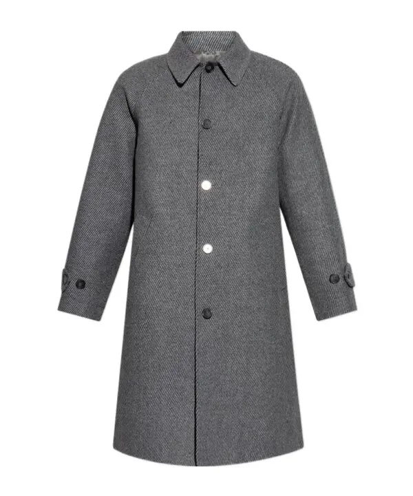 Officine Générale Single-breasted Coat With Adjustable Cuffs - Grey