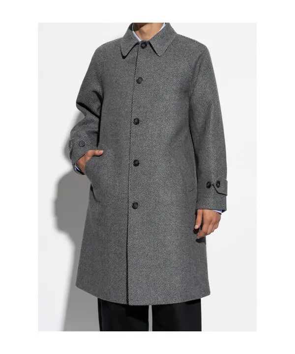 Officine Générale Single-breasted Coat With Adjustable Cuffs - Grey