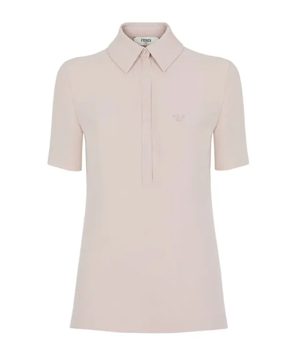 Fendi Short-sleeve Polo Shirt With Logo Embroidery - Pink