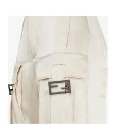 Fendi Cargo Pants With Ff Baguette Buckle Embellishment - Beige