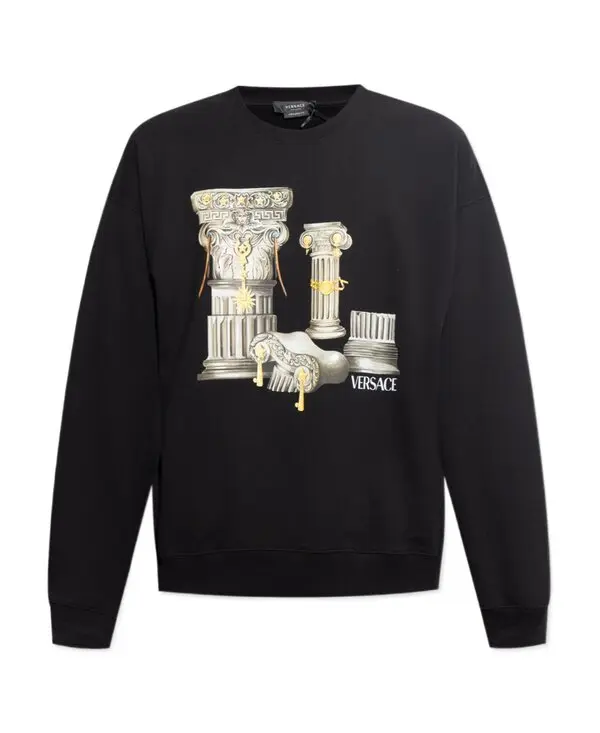 Versace Graphic-printed Crewneck Sweatshirt - Black