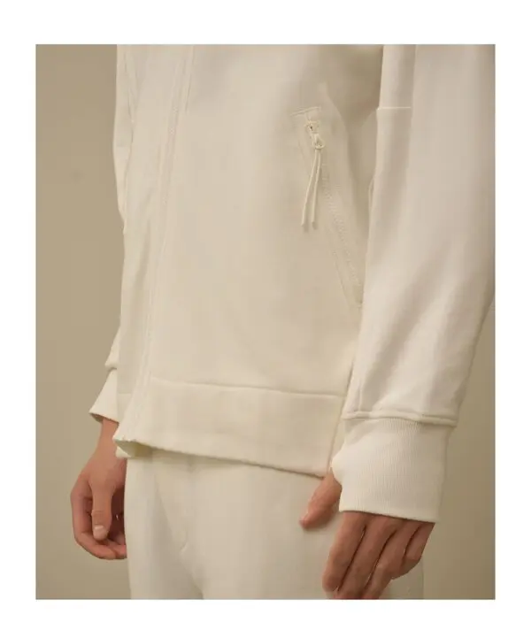 C.P. COMPANY Diagonal Raised Fleece Goggle Sweatshirt - White