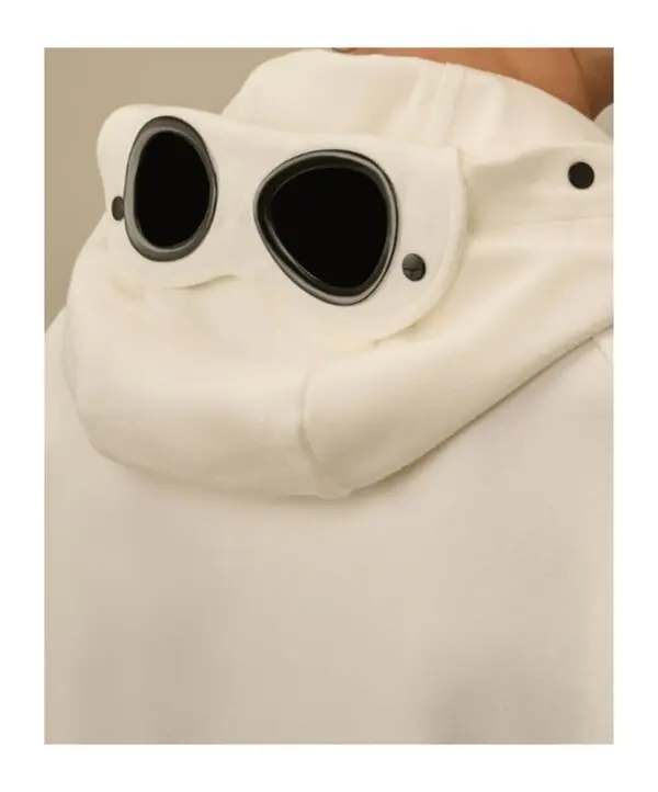 C.P. COMPANY Diagonal Raised Fleece Goggle Sweatshirt - White