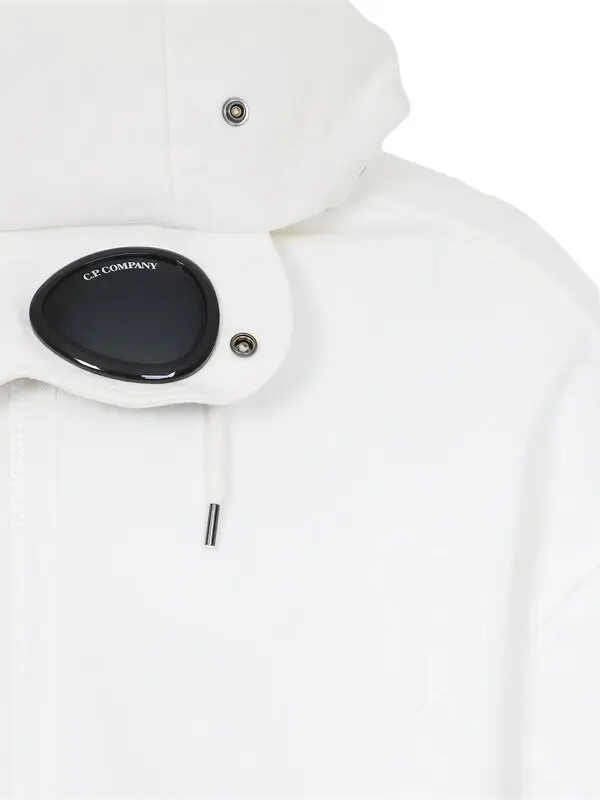C.P. COMPANY Diagonal Raised Fleece Goggle Sweatshirt - White