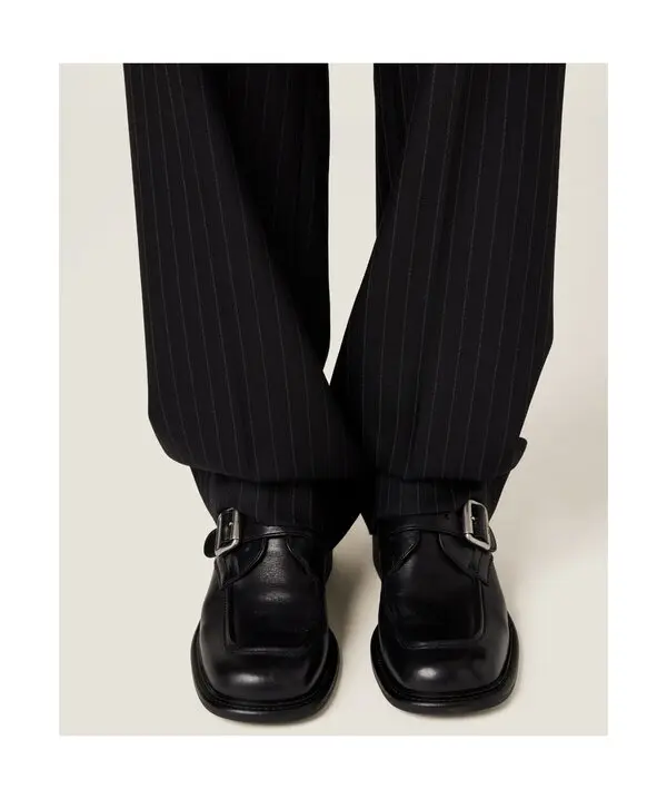 Miu Miu Pinstriped Tailored Trousers - Black