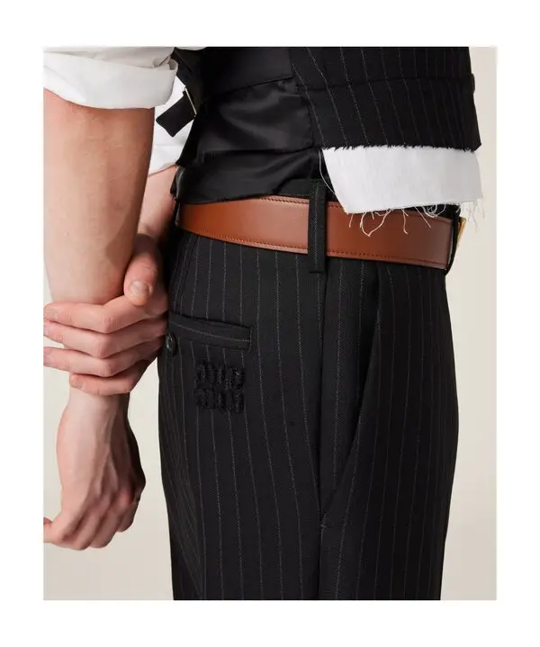 Miu Miu Pinstriped Tailored Trousers - Black