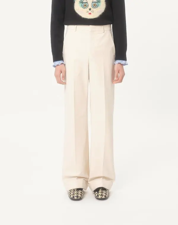 Valentino Garavani Wide Leg Pants With Turn-up Hem
