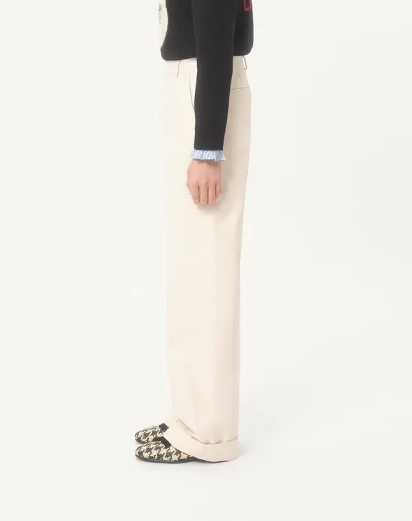 Valentino Garavani Wide Leg Pants With Turn-up Hem