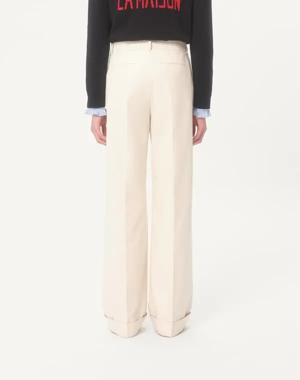 Valentino Garavani Wide Leg Pants With Turn-up Hem