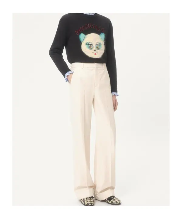Valentino Garavani Wide Leg Pants With Turn-up Hem