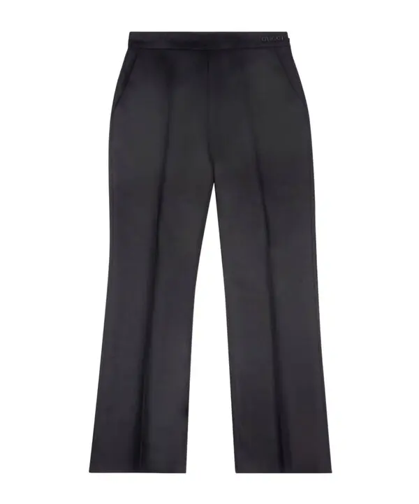 Gucci Logo Embroidered Bootcut Trousers - Black