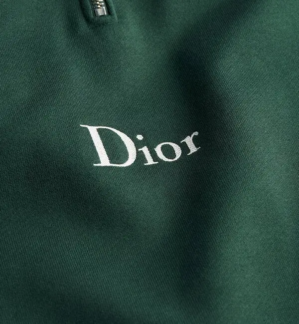 Dior Half Zip Sweatshirt With Embroidered Logo - Green