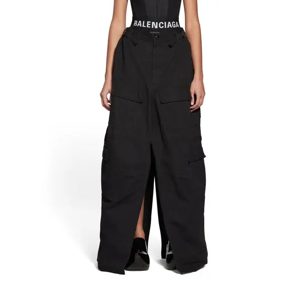 Balenciaga Apron Cargo Pants Skirt - Black