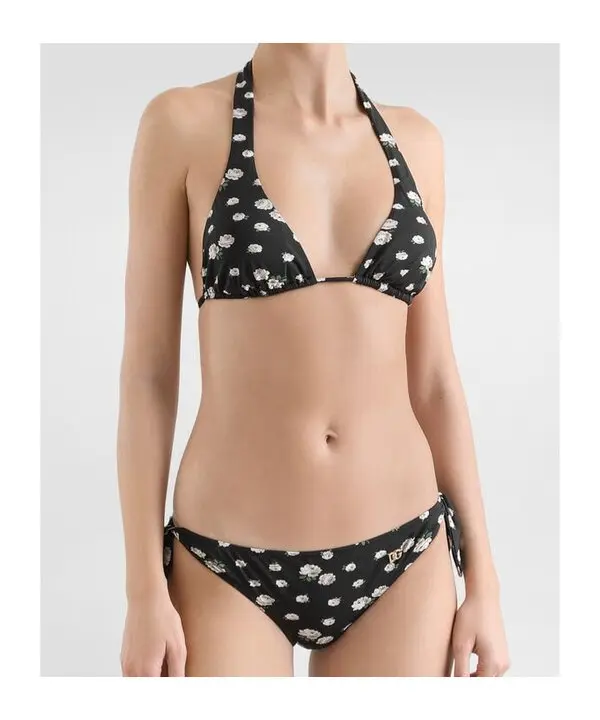 Dolce & Gabbana Floral Halterneck Bikini - Black