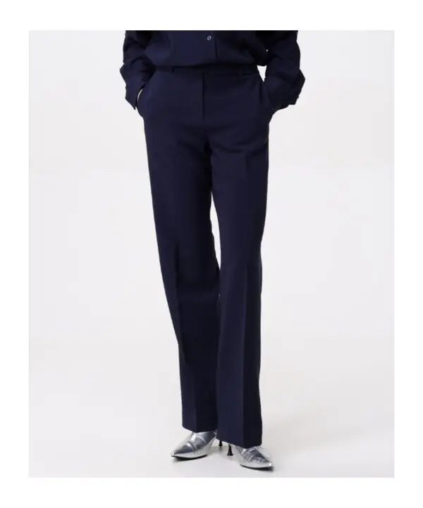 Michael Kors Tailored Straight Leg Pleated Pants - Blue