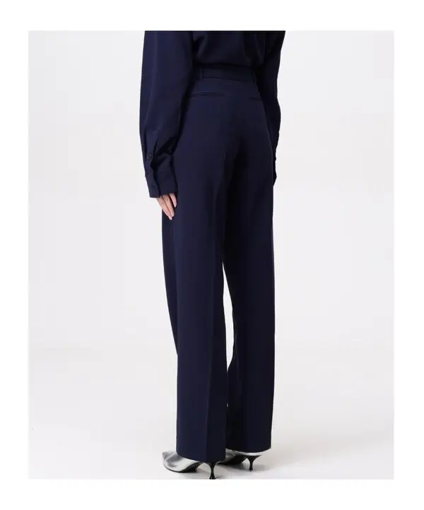 Michael Kors Tailored Straight Leg Pleated Pants - Blue