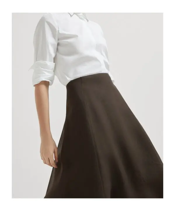 Brunello Cucinelli Flared Hem Midi Skirt - Cocoa