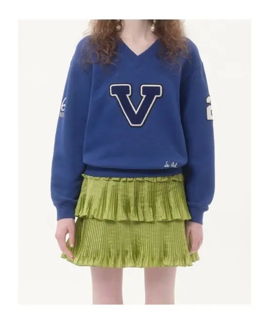 Valentino Garavani V-neck Long Sleeve Sweatshirt - Blue/white