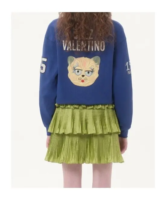 Valentino Garavani V-neck Long Sleeve Sweatshirt - Blue/white