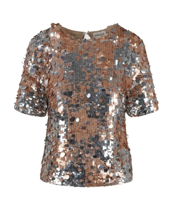 P.a.r.o.s.h Sequin Embellished Short Sleeve Crewneck Top
