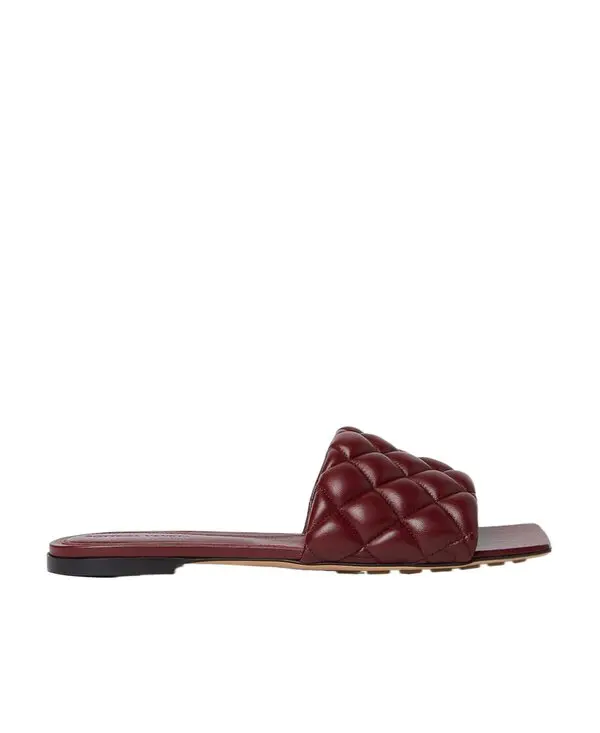 Bottega Veneta Matelassé Flat Sandals - Red