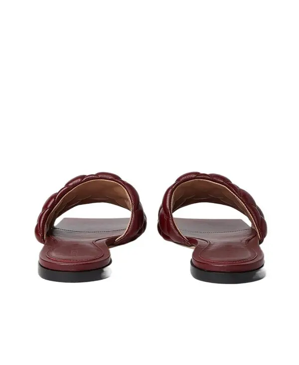 Bottega Veneta Matelassé Flat Sandals - Red