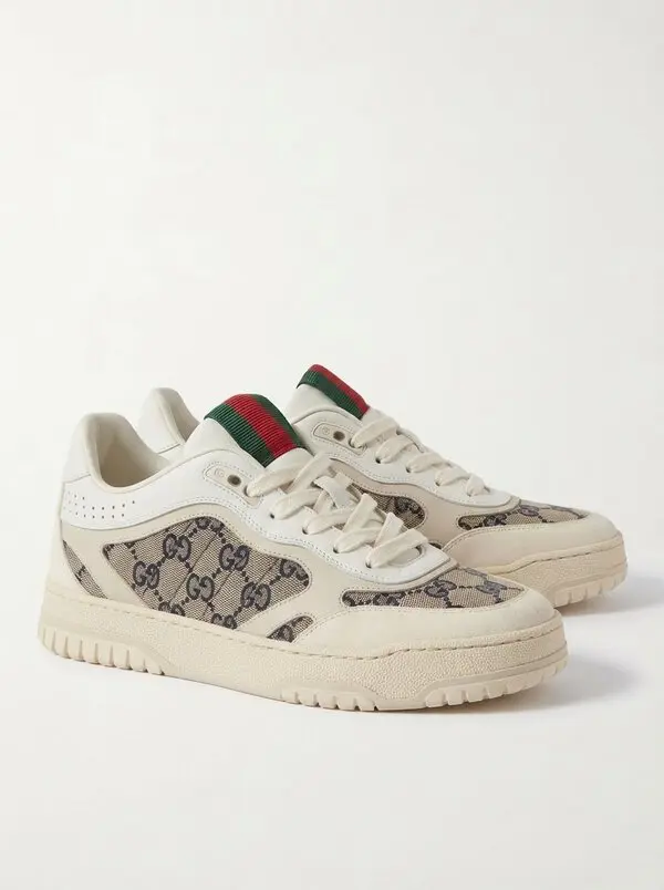 Gucci Re-web Low-top Sneakers - Beige And Blue