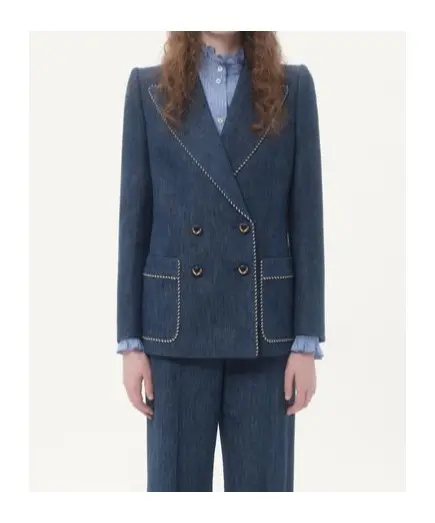 Valentino Garavani Chambray Denim Double-breasted Blazer