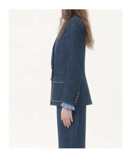 Valentino Garavani Chambray Denim Double-breasted Blazer