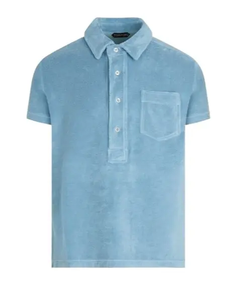 TOM FORD Towelling Polo Shirt - Blue