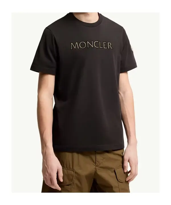 Moncler Velvet Logo T-shirt - Black