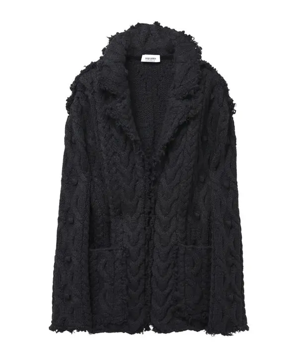 Alexander McQueen Cable-knit Cardigan With T-chain Detail - Mixed Grey