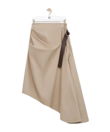 Loewe Belted Asymmetrical Draped Skirt - Light Brown