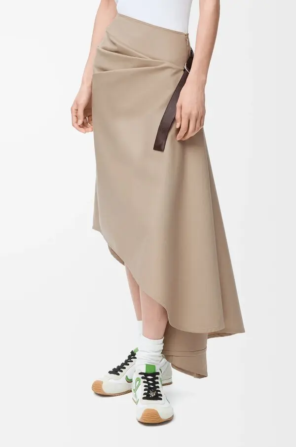 Loewe Belted Asymmetrical Draped Skirt - Light Brown