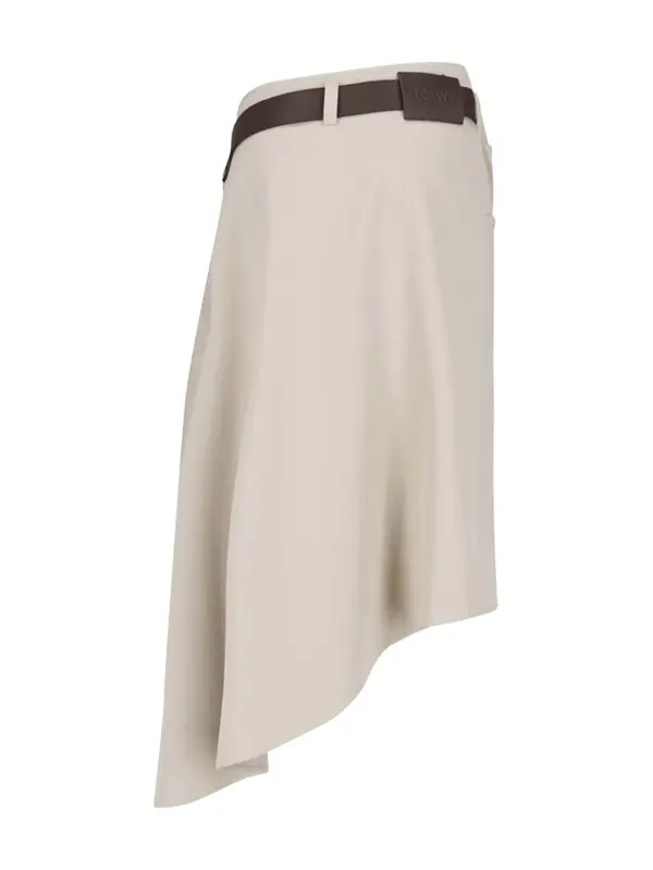 Loewe Belted Asymmetrical Draped Skirt - Light Brown