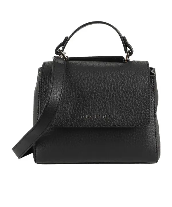 ORTIGNI Mini Sveva Logo Lettering Tote Bag - Black