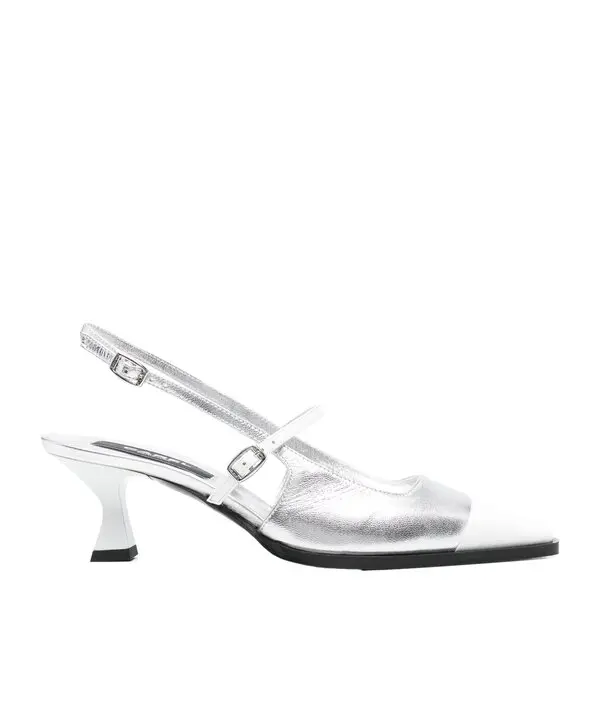 CAREL 50mm Cécile Pumps - Silver White