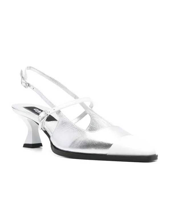 CAREL 50mm Cécile Pumps - Silver White