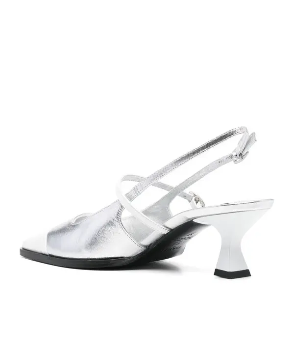 CAREL 50mm Cécile Pumps - Silver White